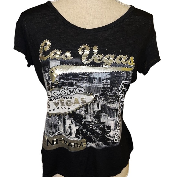 Source Unknown | Tops | Las Vegas Graphic Tshirt Size Sm Metallic ...